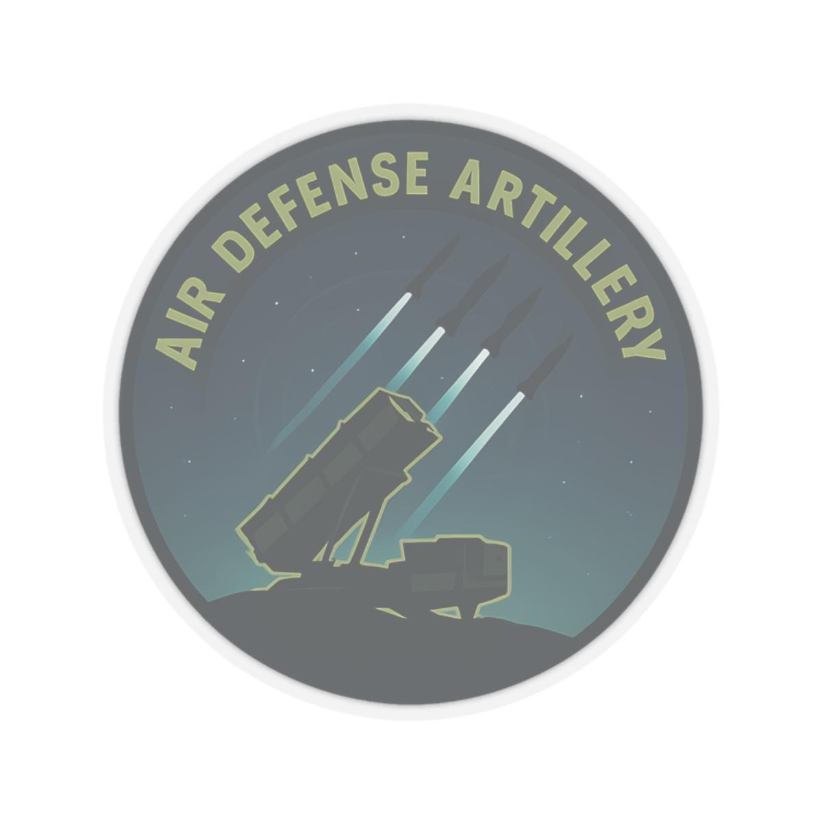 Sticker for Air Defense Artillery Soldiers & Veterans - Round Military ...