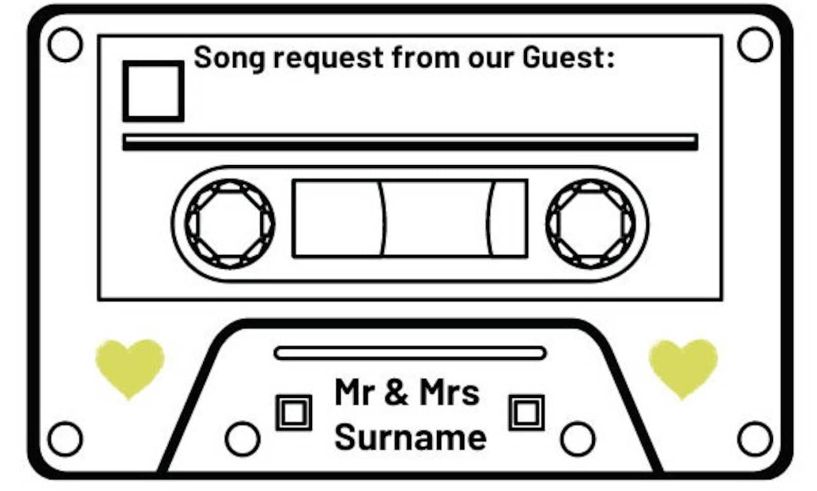 Song Request Cards, for Guests, at a Wedding or a Party, Involve Guests ...
