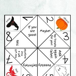 Vintage Style Paper Fortune Teller, Trick or Treat, Halloween Party ...
