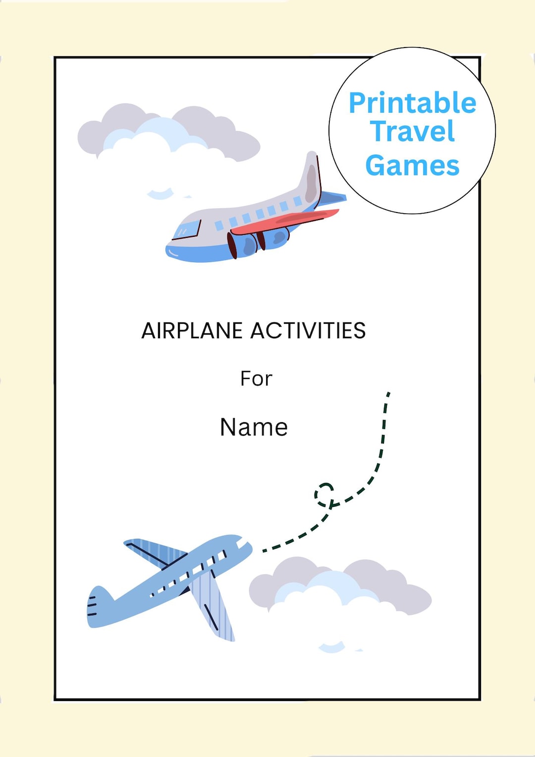 A4 Personalised Airplane Activities Pack, 14 Fun Travel Games for Kids ...