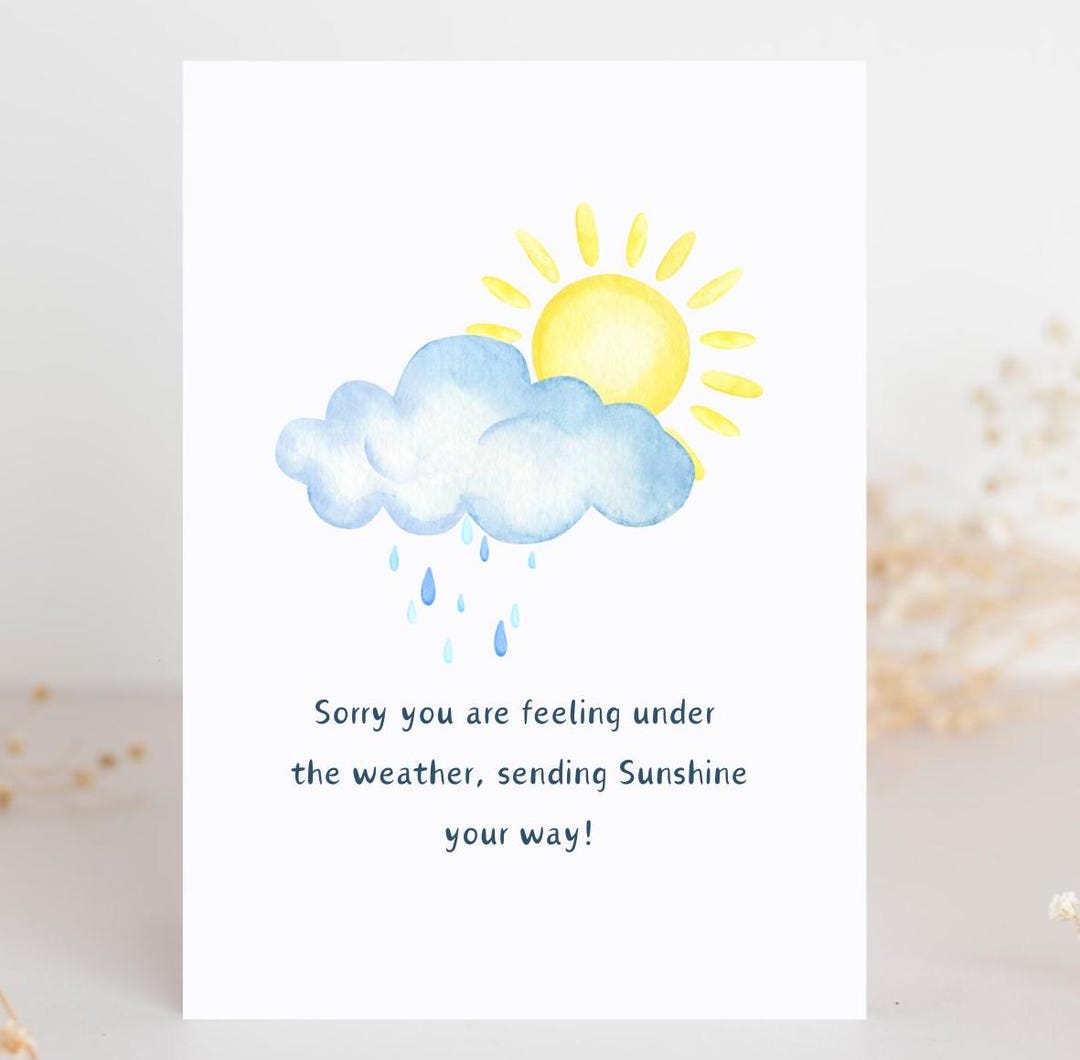 Get Well Card, Under the Weather Card, Generic, Cute Pun Get Well Card ...