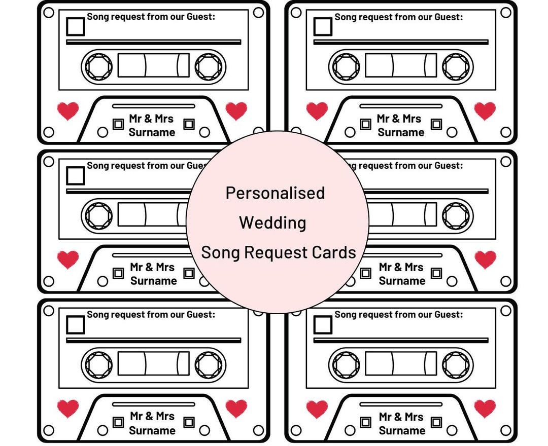 A4 Printable Song Request Cards - Customisable for Weddings & Parties ...