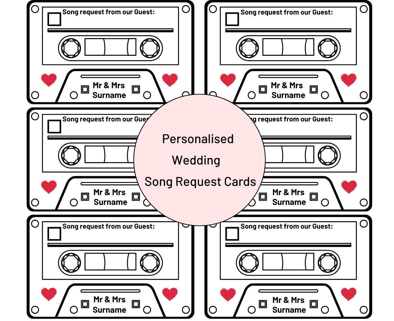 A4 Printable Song Request Cards - Customisable for Weddings & Parties ...