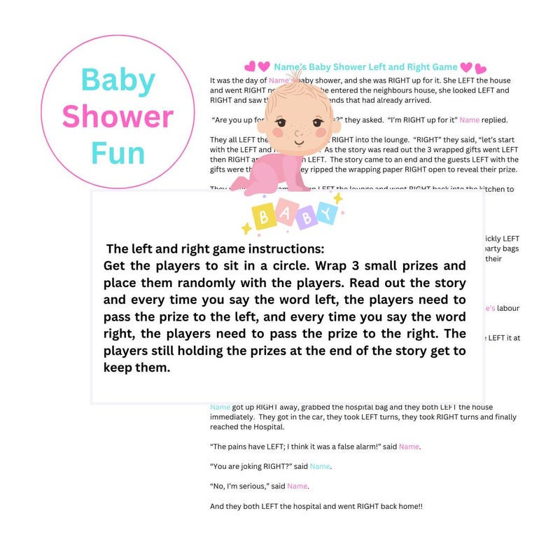 Left Right Baby Shower Game - Etsy