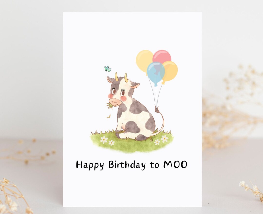 Birthday Card, Cow Birthday Card, Male Birthday Card, Female Birthday ...