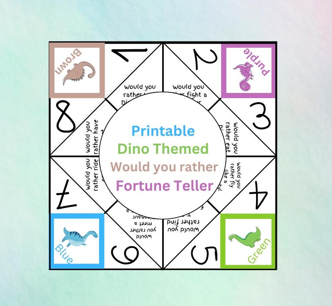 Printable Dinosaur Fortune Teller: Vintage Style 'would You Rather ...