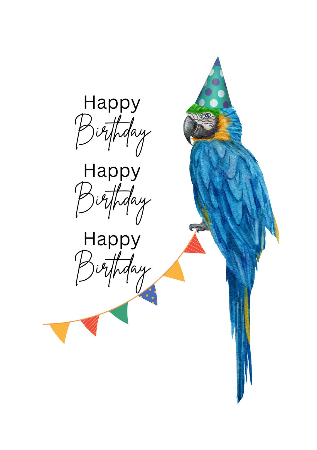 Birthday Card, Parrot Birthday Card, Male Birthday Card, Female ...