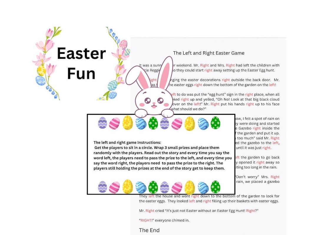 Easter Left and Right Game, Fun Easter Party Game for All Ages, A4 ...