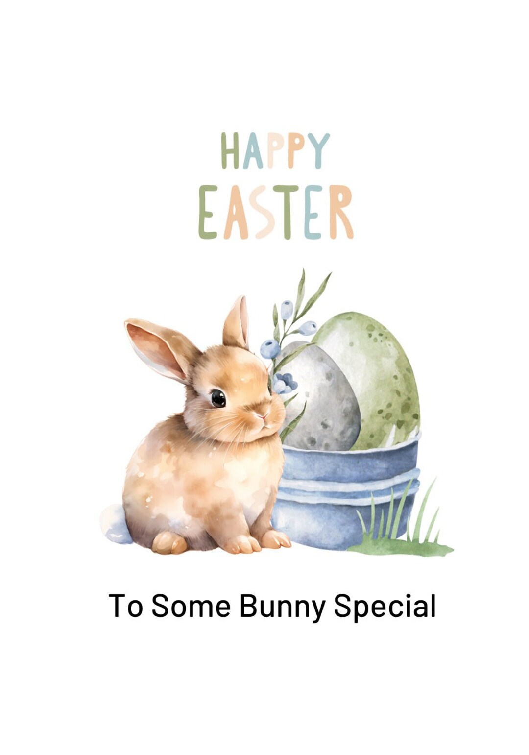 Easter Card, Cute Easter Bunny Card, Hand Finished A5 Card With ...