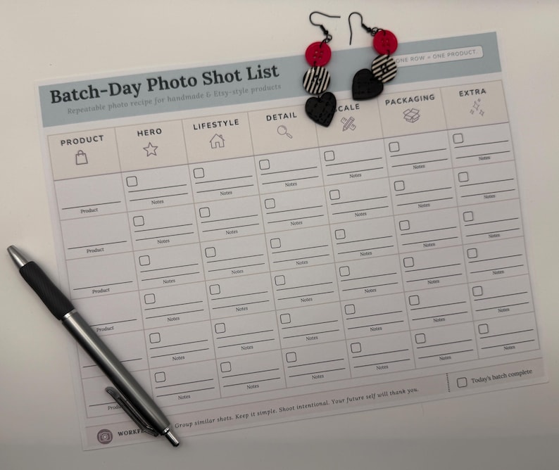 Batch-day Photo Shot List for Etsy Sellers | Printable Adhd-friendly ...