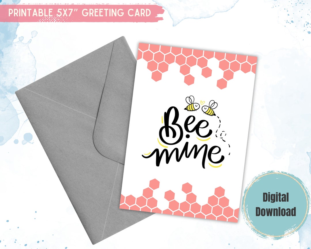 Printable Greeting Card -- Valentine's Day Card Digital Download -- 5x7 ...