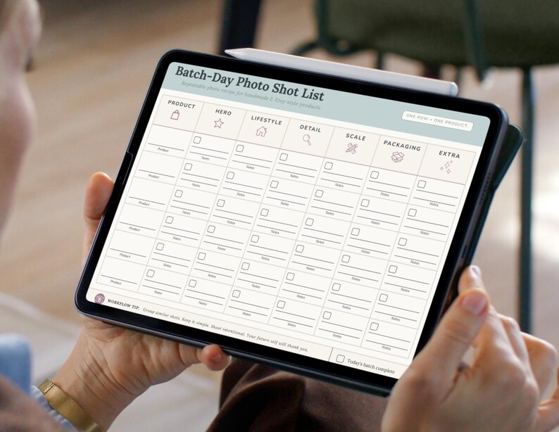 Batch-day Photo Shot List for Etsy Sellers | Printable Adhd-friendly ...