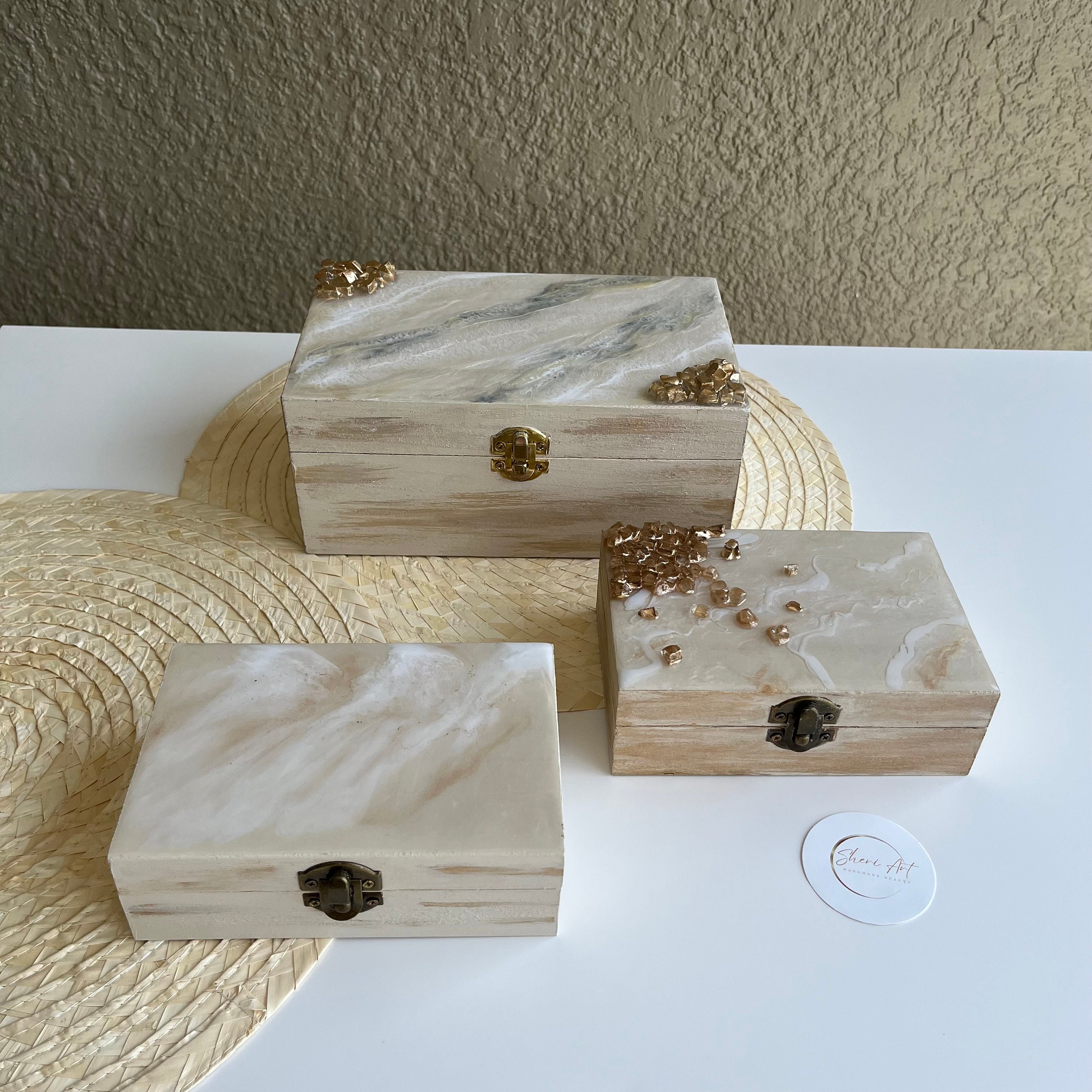 Stone Design Jewelry Box, Resin Art Jewelry Box, Jewelry Box, Resin Box ...