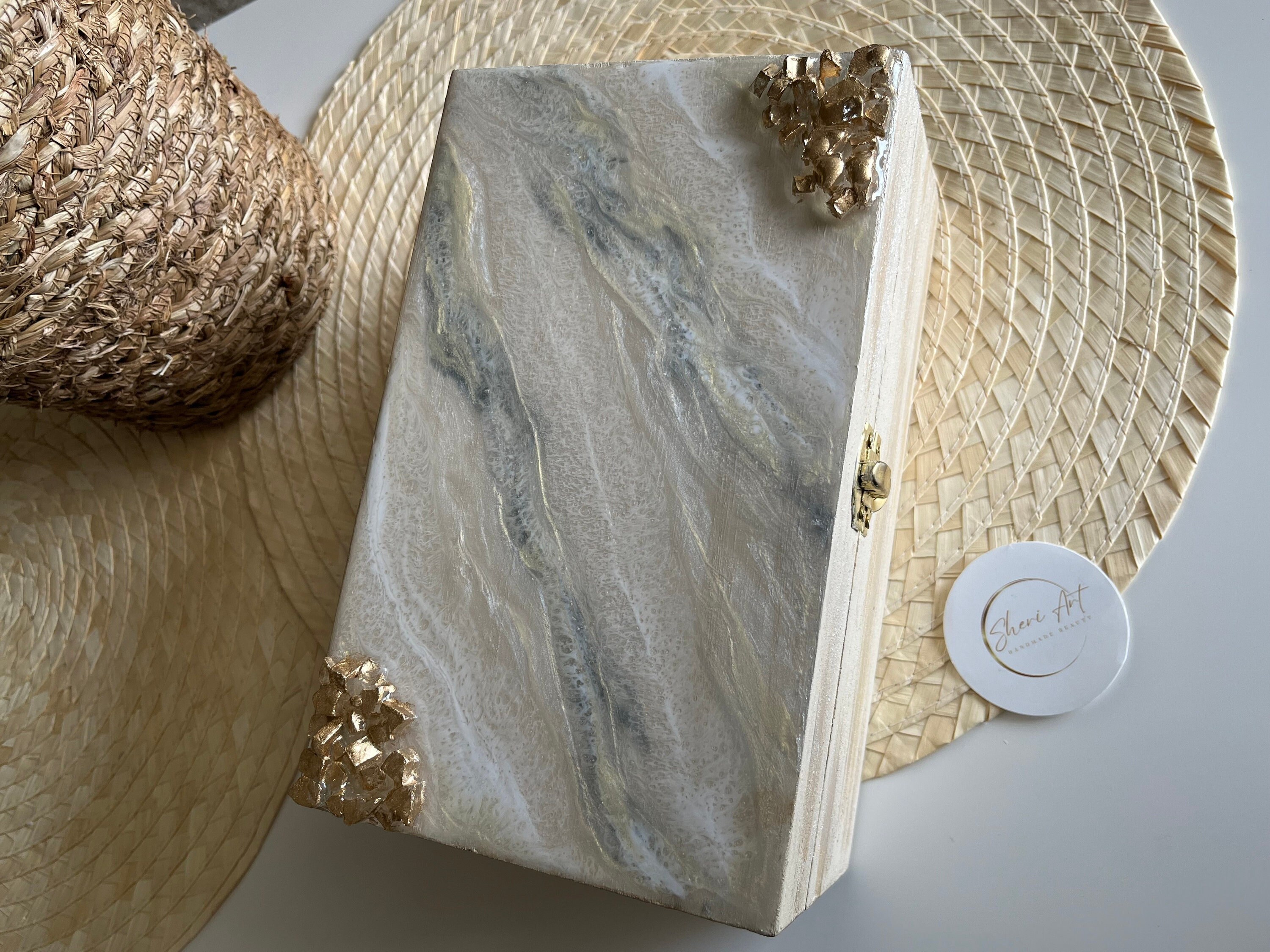 Stone Design Jewelry Box, Resin Art Jewelry Box, Jewelry Box, Resin Box ...