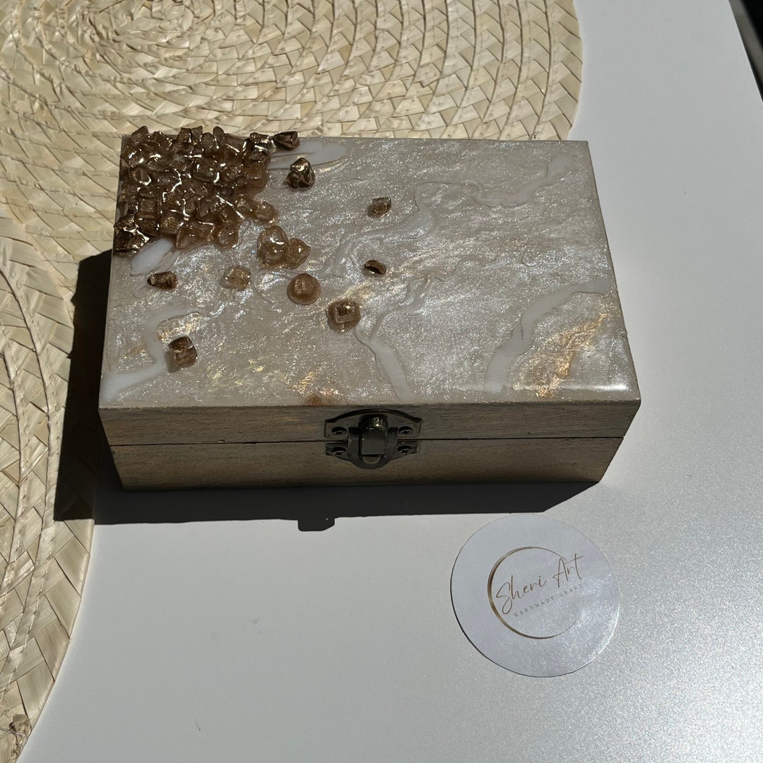 Stone Design Jewelry Box, Resin Art Jewelry Box, Jewelry Box, Resin Box ...