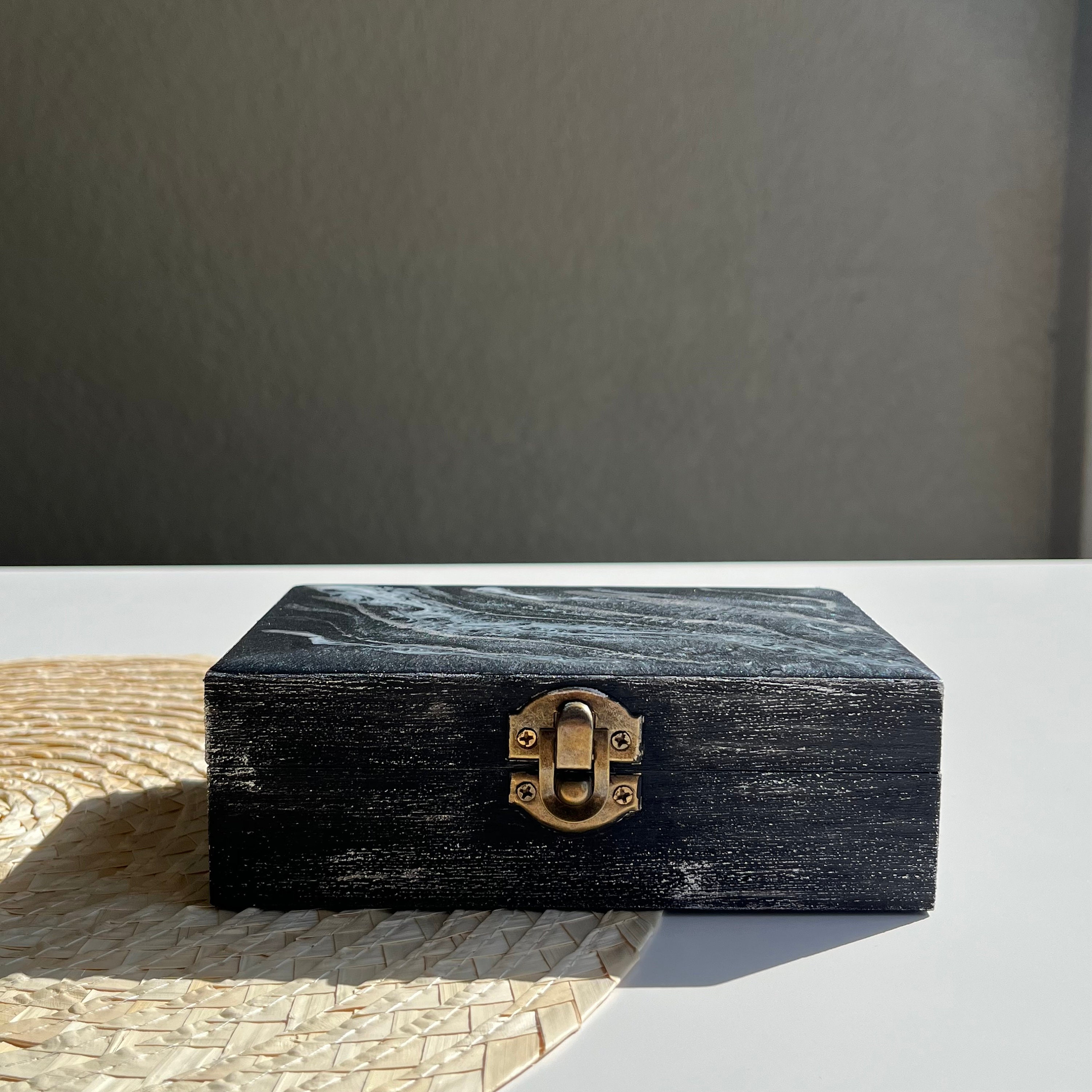 Epoxy Resin Jewelry Box, Black Jewelry Box, Silver Jewelry Box, Geode ...