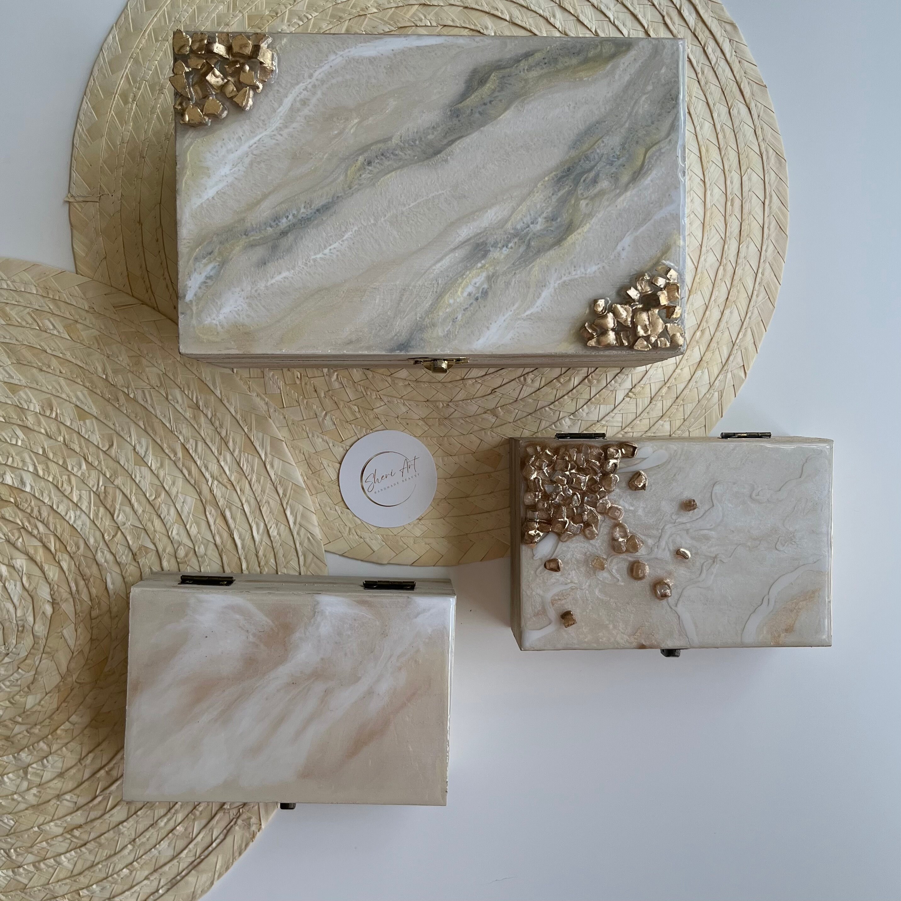 Stone Design Jewelry Box, Resin Art Jewelry Box, Jewelry Box, Resin Box ...