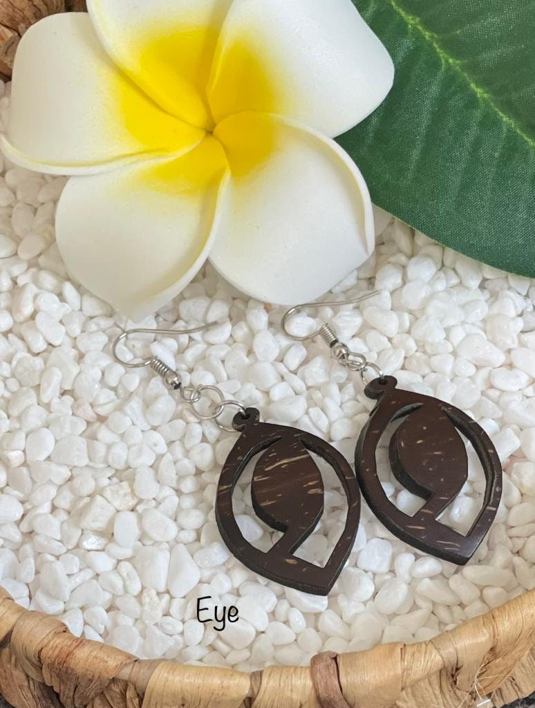 Coconut Shell Earrings, Handmade, Beach / Island Style, Eco Friendly ...