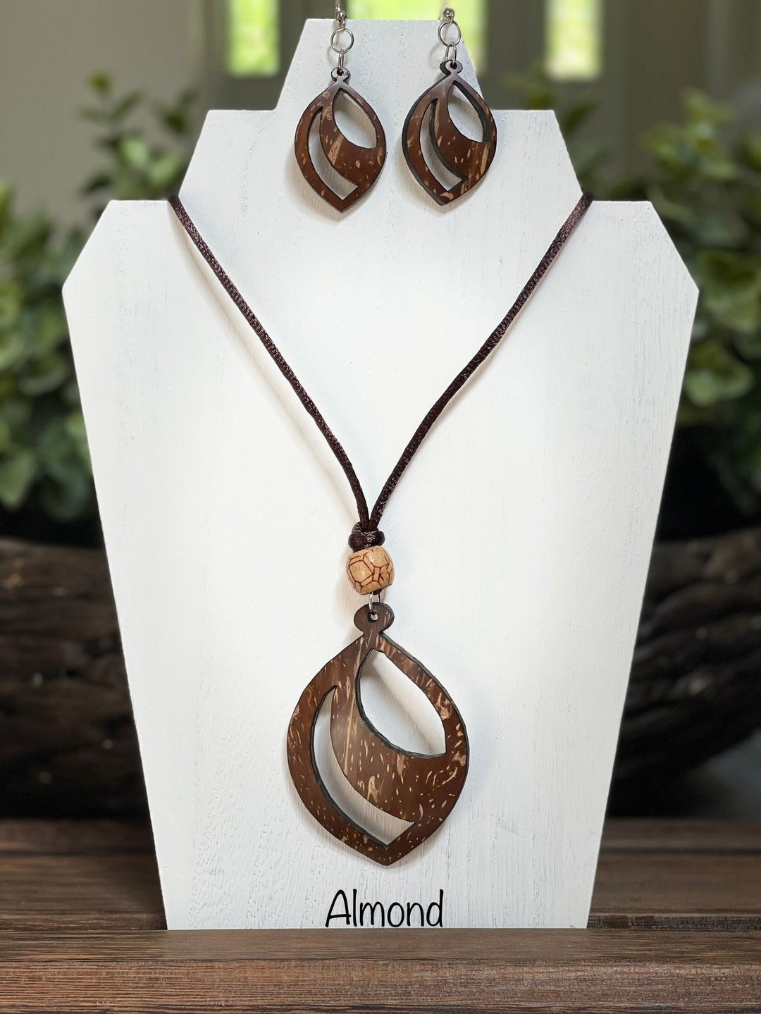 Coconut Shell Necklace & Earrings Set, Handmade, Beach / Island Style ...