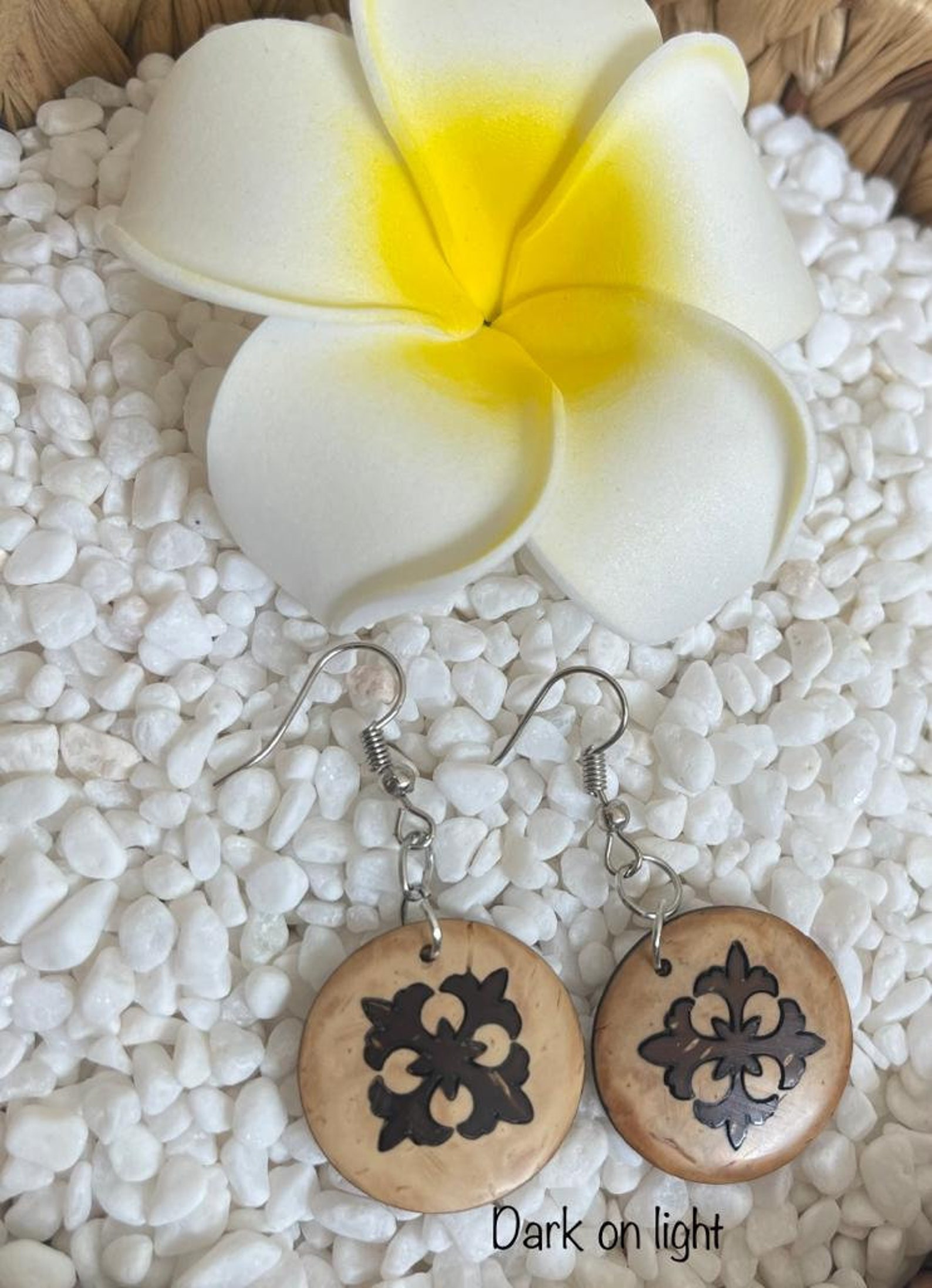 Coconut Shell Earrings, Handmade, Beach / Island Style, Eco Friendly ...