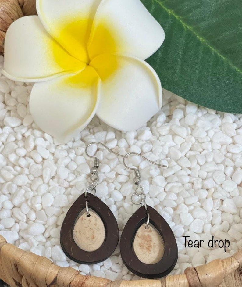 Coconut Shell Earrings, Handmade, Beach / Island Style, Eco Friendly ...