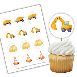 Construction Cupcake Toppers, Printable Cupcake Toppers, Construction ...