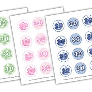30th Birthday Cupcake Toppers, Printable Cupcake Toppers, Birthday ...