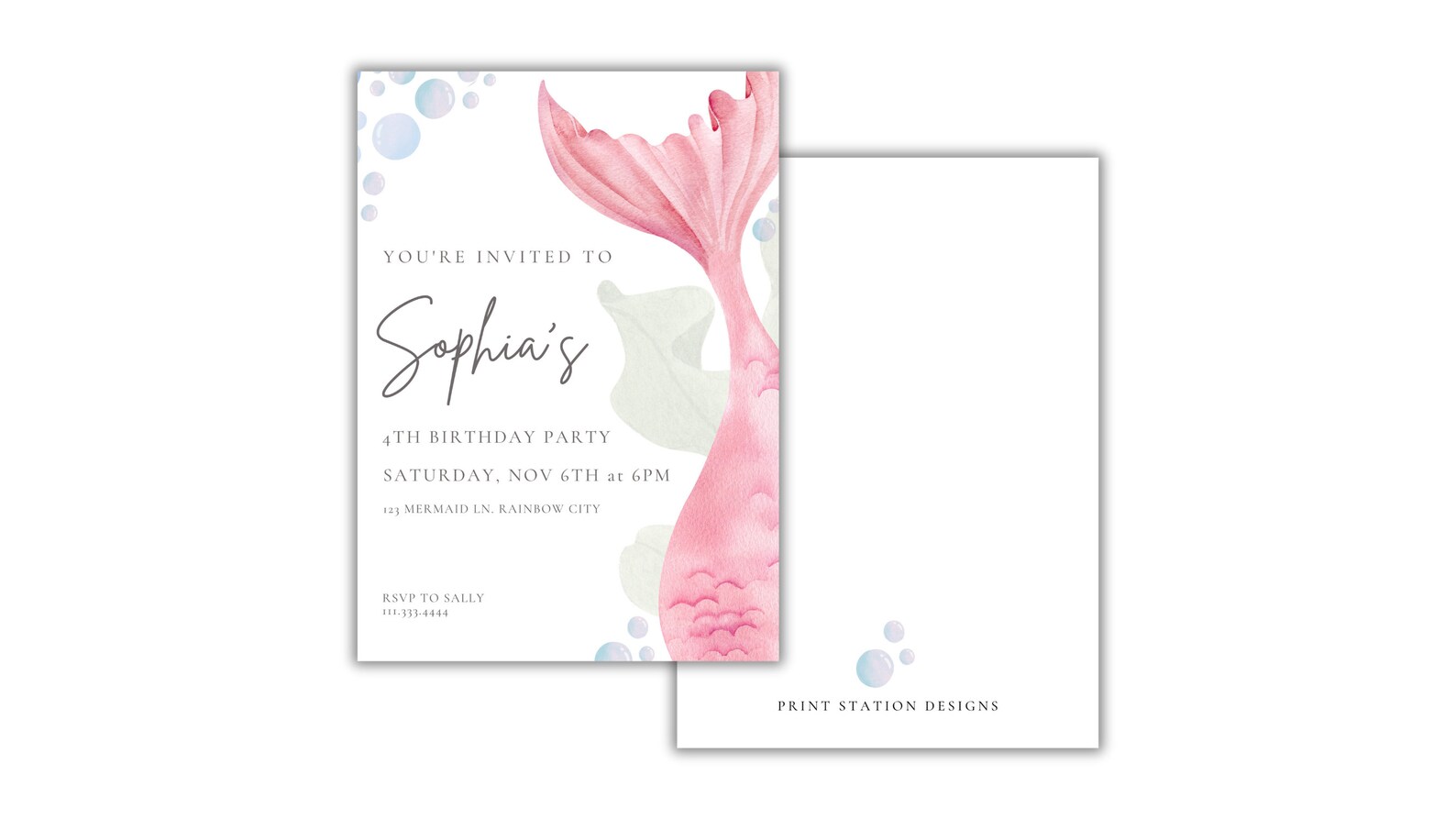 Mermaid Birthday Invitation | Digital Mermaid Birthday Invitation ...