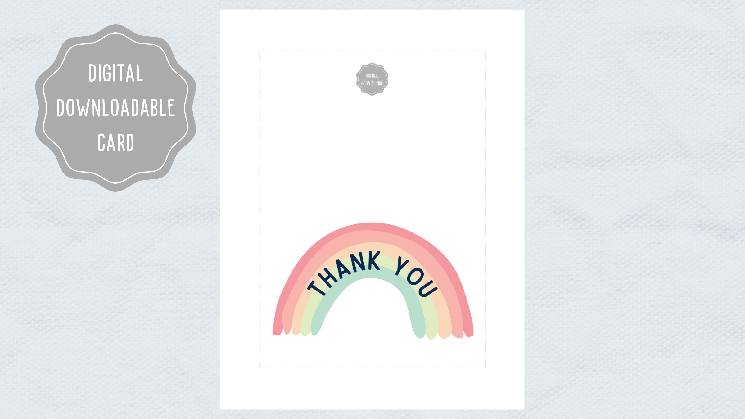 Printable Thank You Card - Boho Rainbow Design - Etsy