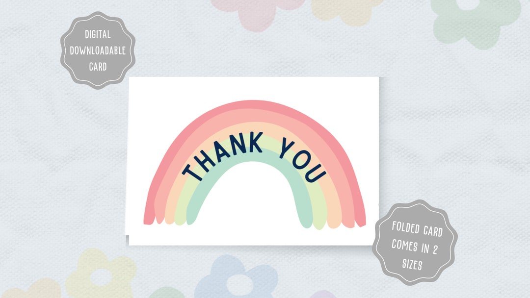 Printable Thank You Card - Boho Rainbow Design - Etsy