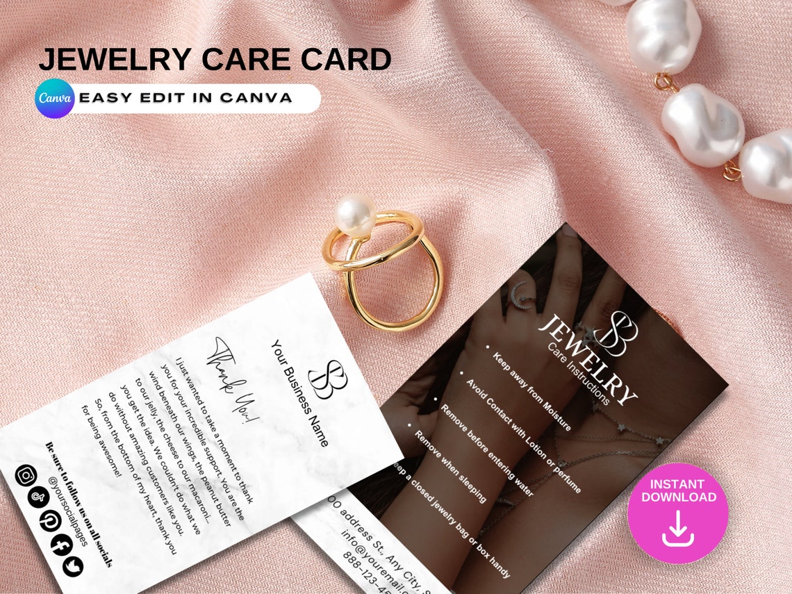 Jewelry Care Card Design - Etsy