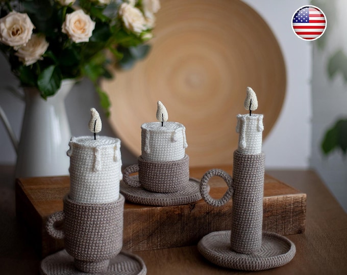 Vintage Crochet Pattern Brass Candlestick Candles Candleholders Three ...