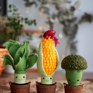 Crochet Pattern Vegetables in Baskets: Corn, Leek, Broccoli, Decor for ...