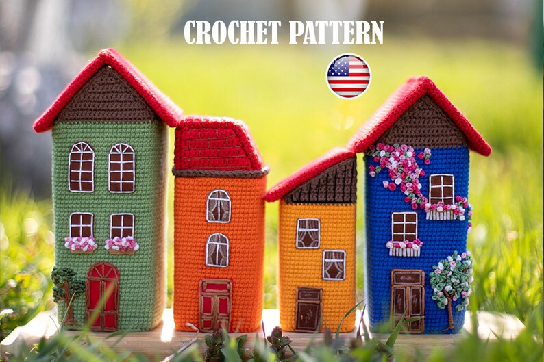 2 SET Amigurumi Pattern Crochet: Four Houses Houses for - Etsy