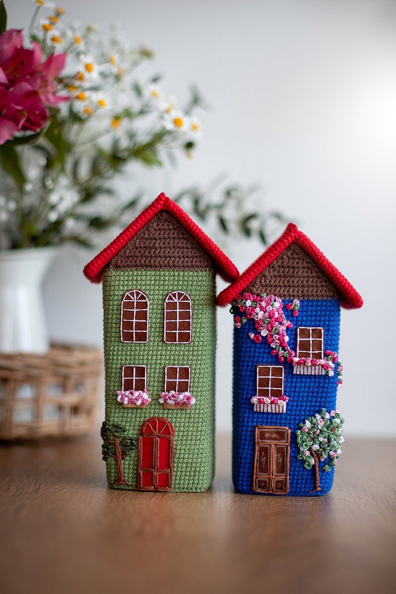 2 SET Amigurumi Pattern Crochet: Four Houses Houses for - Etsy