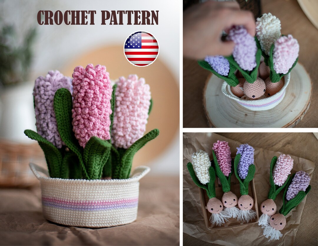 Amigurumi Pattern Crochet Hyacinths in Basket, Amigurumi Hyacinth ...