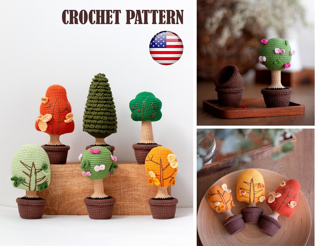 Set Amigurumi Pattern Crochet Sex Trees Amigurumi Trees Amigurumi