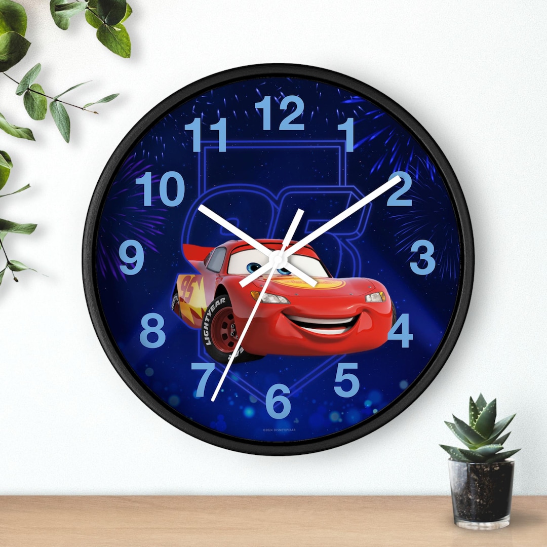 Disney Pixar Lightning Mcqueen Wall Clock. Disney Toy Decor, Gift Clock ...