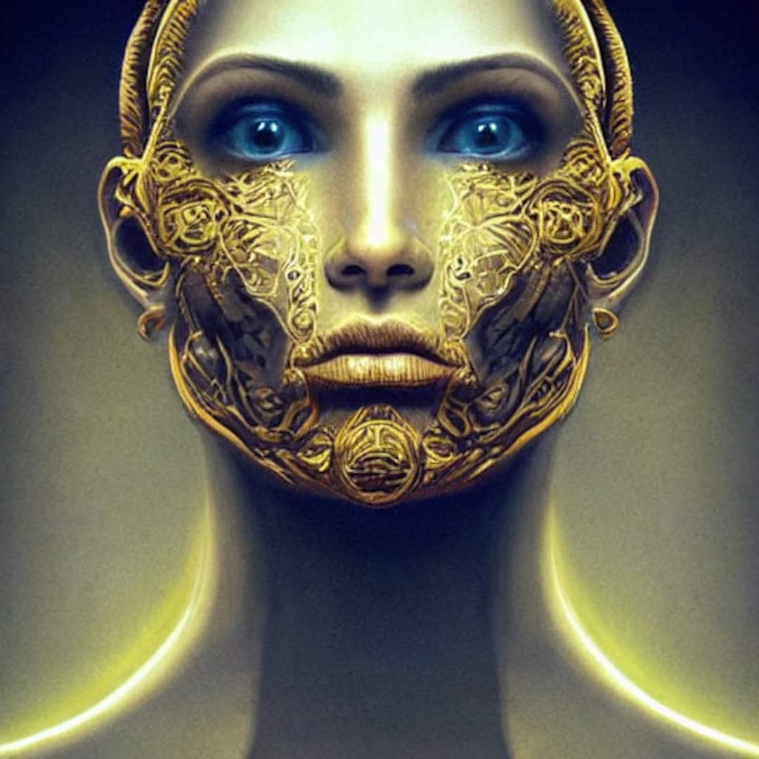 Gold Woman Face Art - Etsy