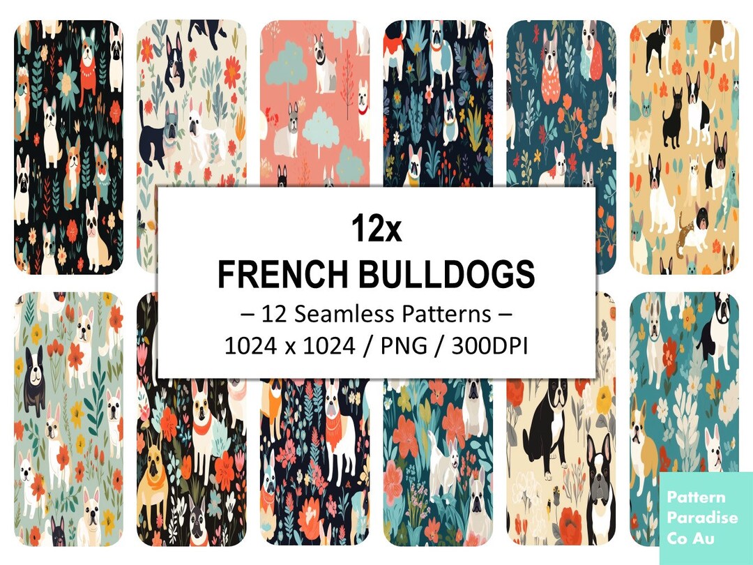 French Bulldog Seamless Pattern, Boho Pattern, Dog Lover, Dog Mom ...