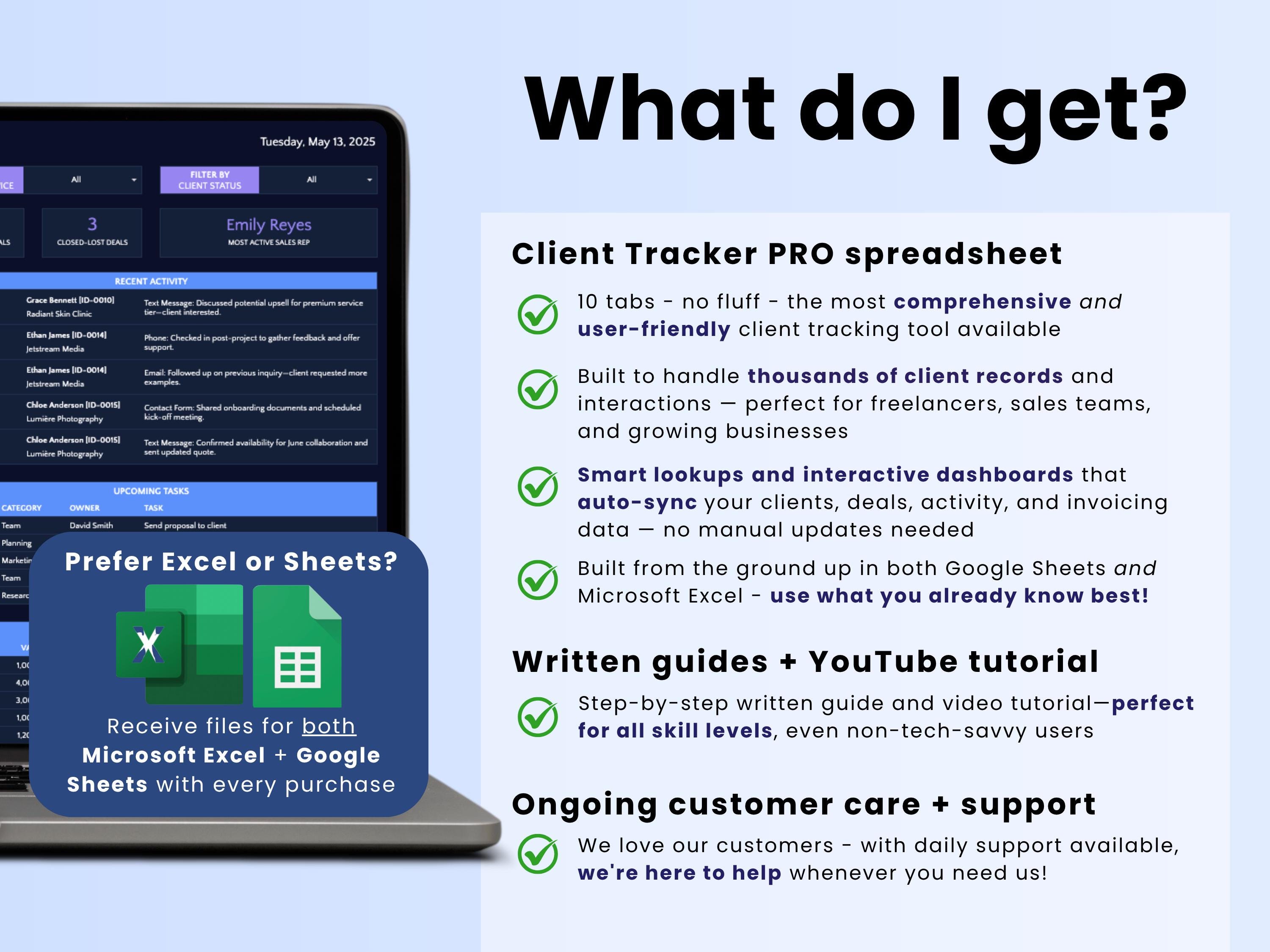Client Tracker Spreadsheet Excel CRM Google Sheets Template Client ...
