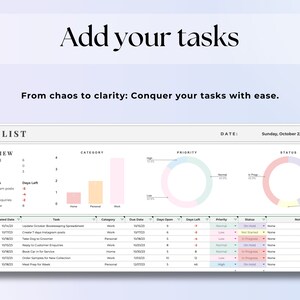 Task Tracker Spreadsheet Template, Task Management Google Sheets, To-do ...