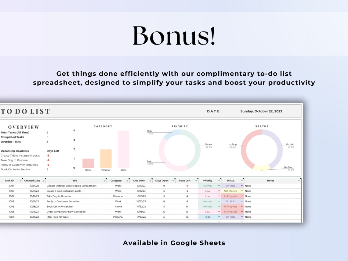 Order Tracker Spreadsheet, Home Baker Business Order Log Template ...
