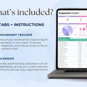 Assignment Tracker Spreadsheet Digital Student Planner Google Sheets ...