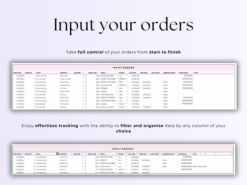 Order Tracker Spreadsheet, Small Business Order Manager Google Sheets ...