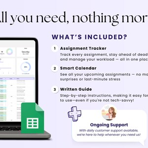 Assignment Tracker Google Sheets Student Planner Spreadsheet Homework ...