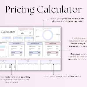 Easy Product Pricing Calculator Template for Small Business, Profit ...