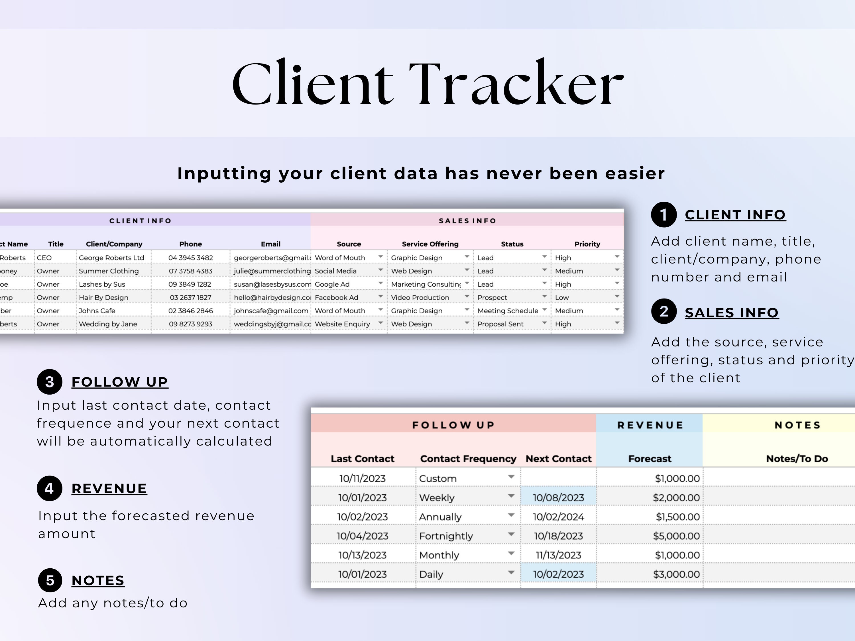 Client Tracker Spreadsheet, Customer Management Tool Google Sheets ...