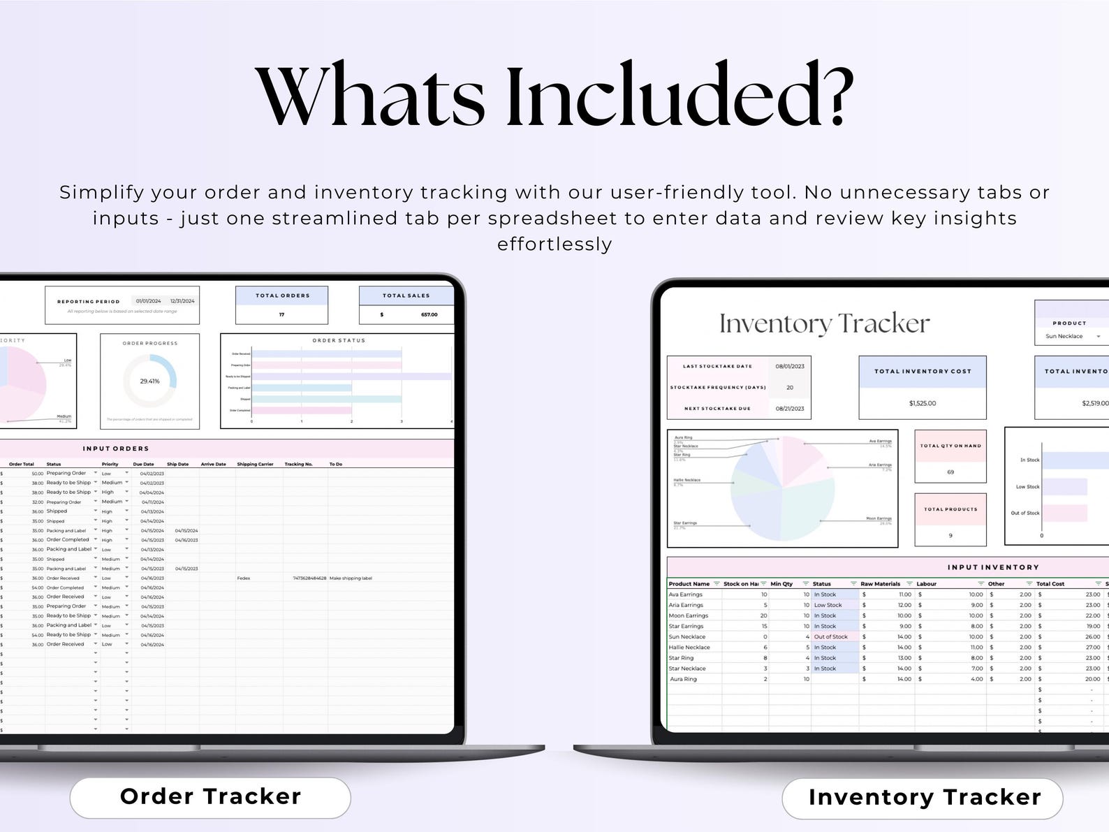 Inventory Order Tracker Spreadsheet, Product Tracking Template for ...