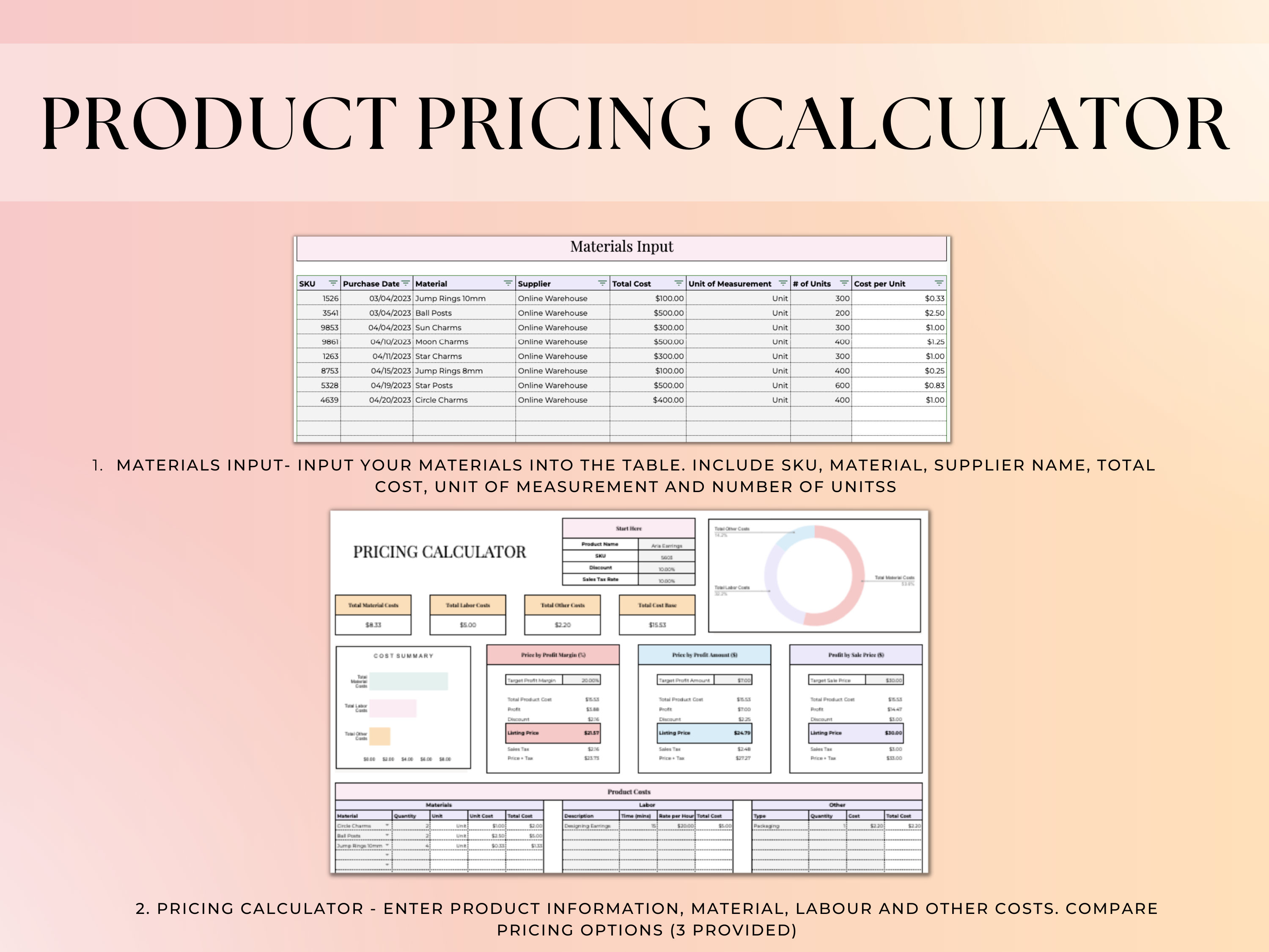 Easy Bookkeeping Spreadsheet Template Small Business, Product Pricing Calculator, Google Sheets ...